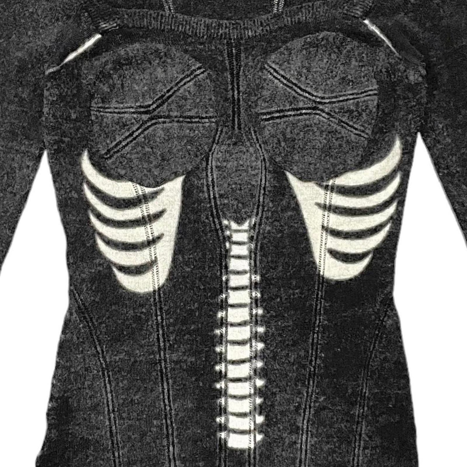 RARE Betsey Johnson Punk Goth Rocker 100% Wool Skeleton Sweater Size S ...