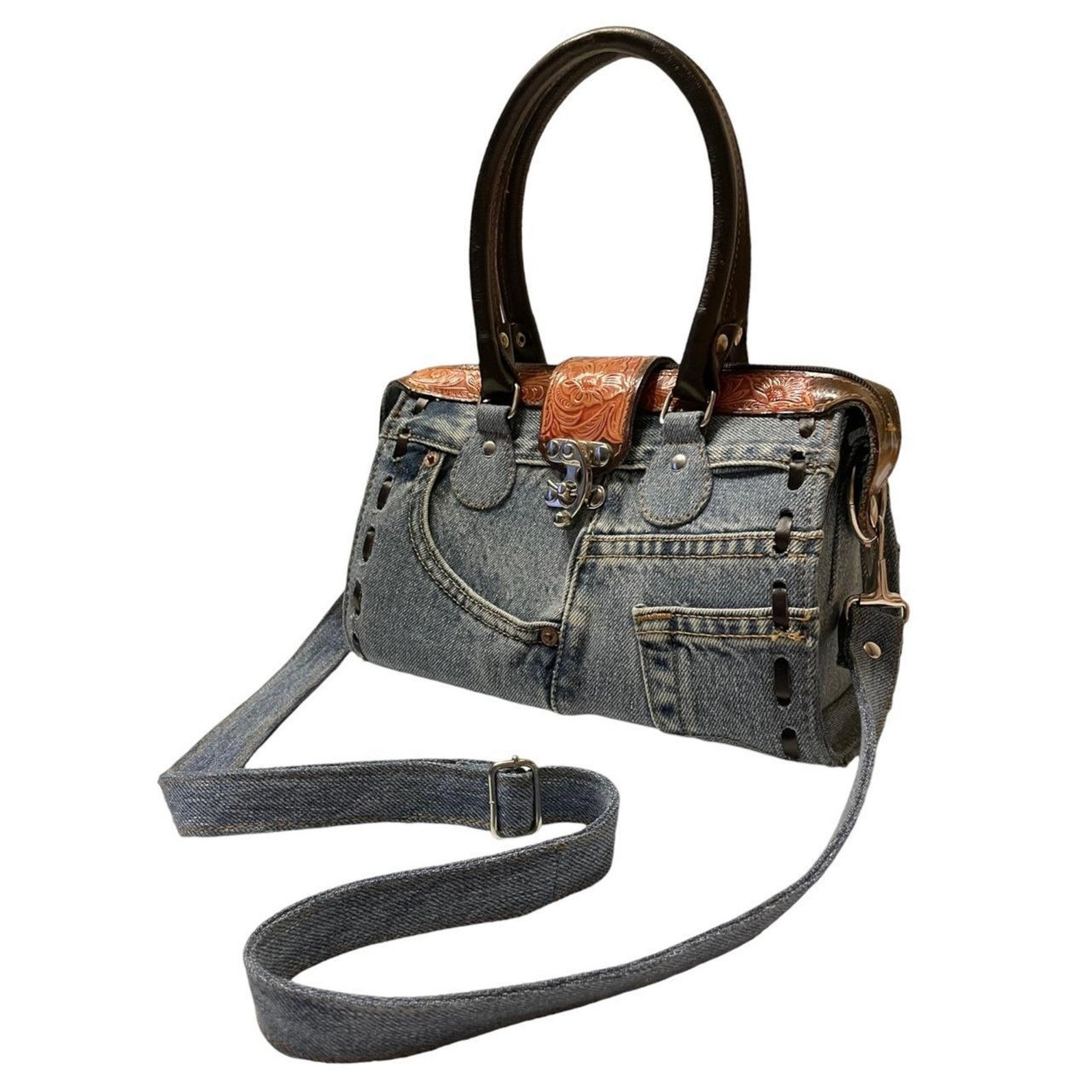 NEW Hand & Heart Custom-made Leather and Vintage Levis Handbag - Etsy