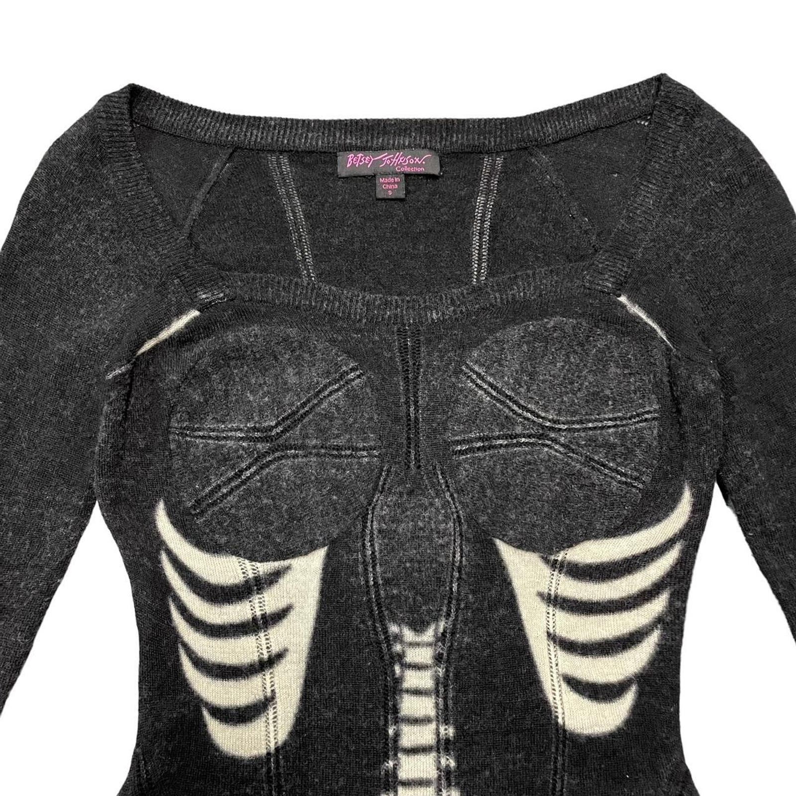 RARE Betsey Johnson Punk Goth Rocker 100% Wool Skeleton Sweater Size S ...