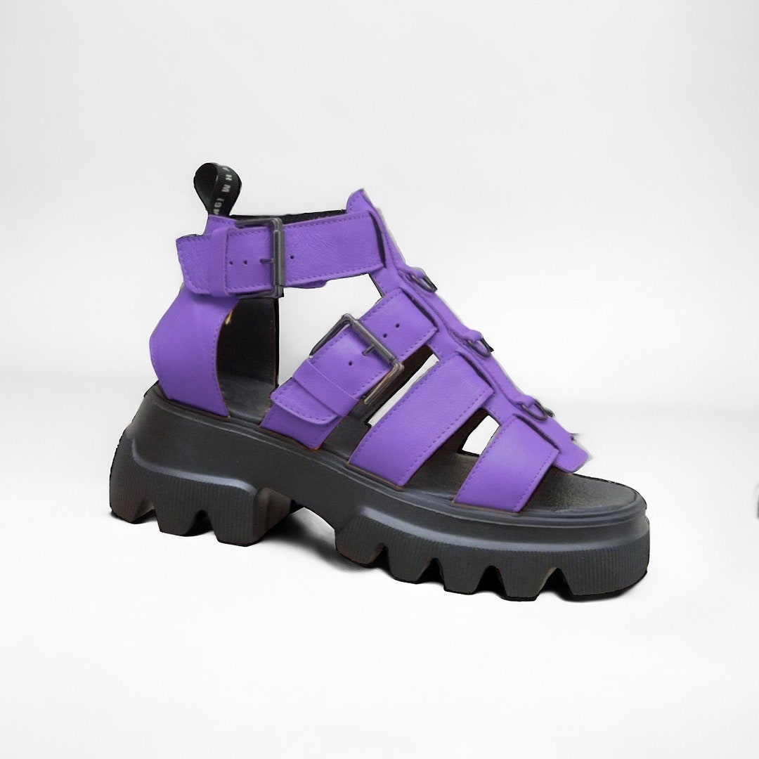 Purple Leather Sandals for Women/ Gladiator Sandals/ Handmade Shoes ...