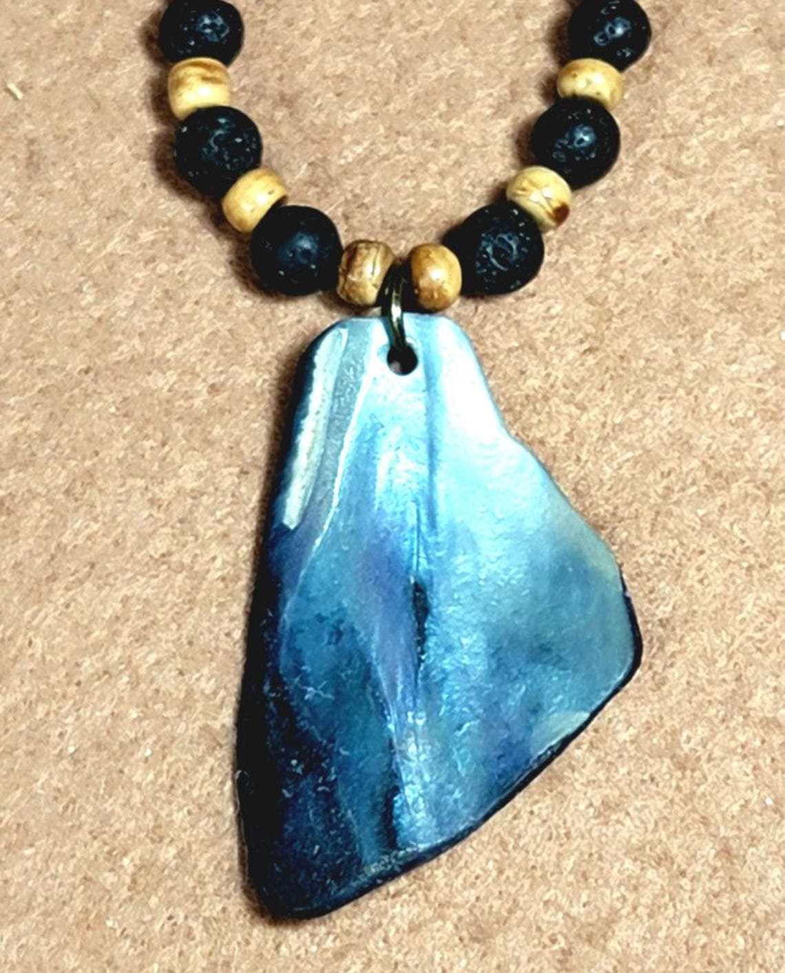 Ocean Sea Shell Lava Bone Tribal Shaman Priestess Jewelry Bead Necklace ...