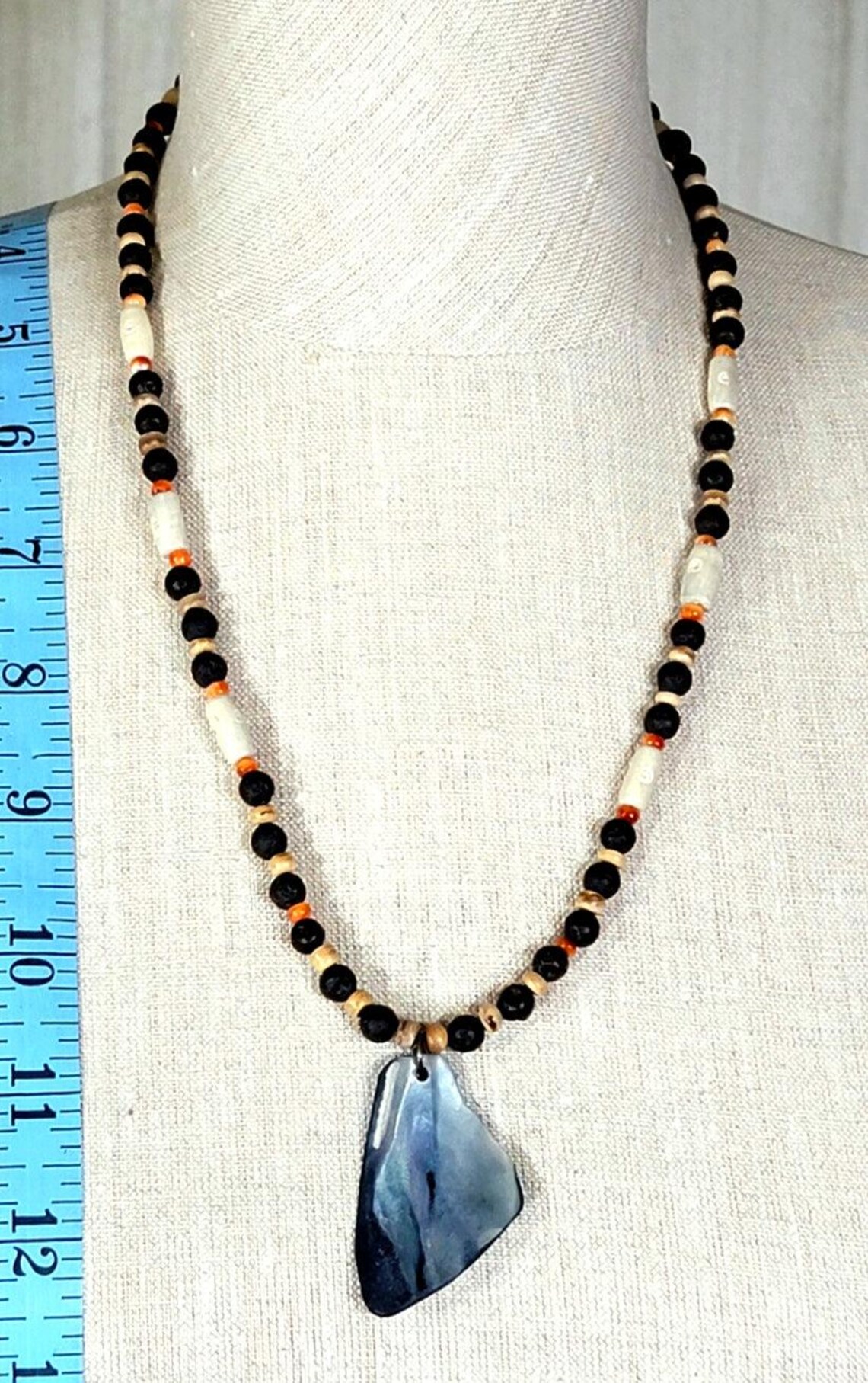 Ocean Sea Shell Lava Bone Tribal Shaman Priestess Jewelry Bead Necklace ...