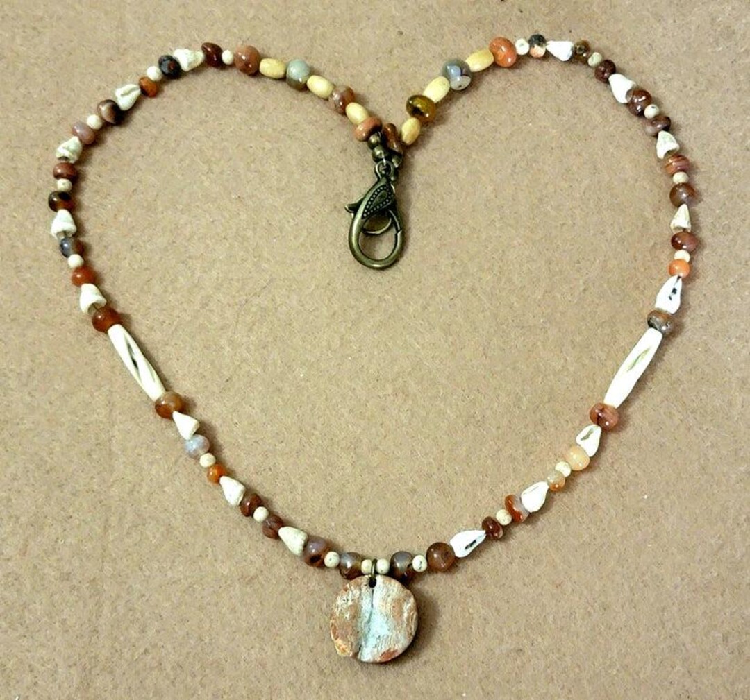 Abalone Ocean Seashell Bone Tribal Boho Bead Necklace - Etsy