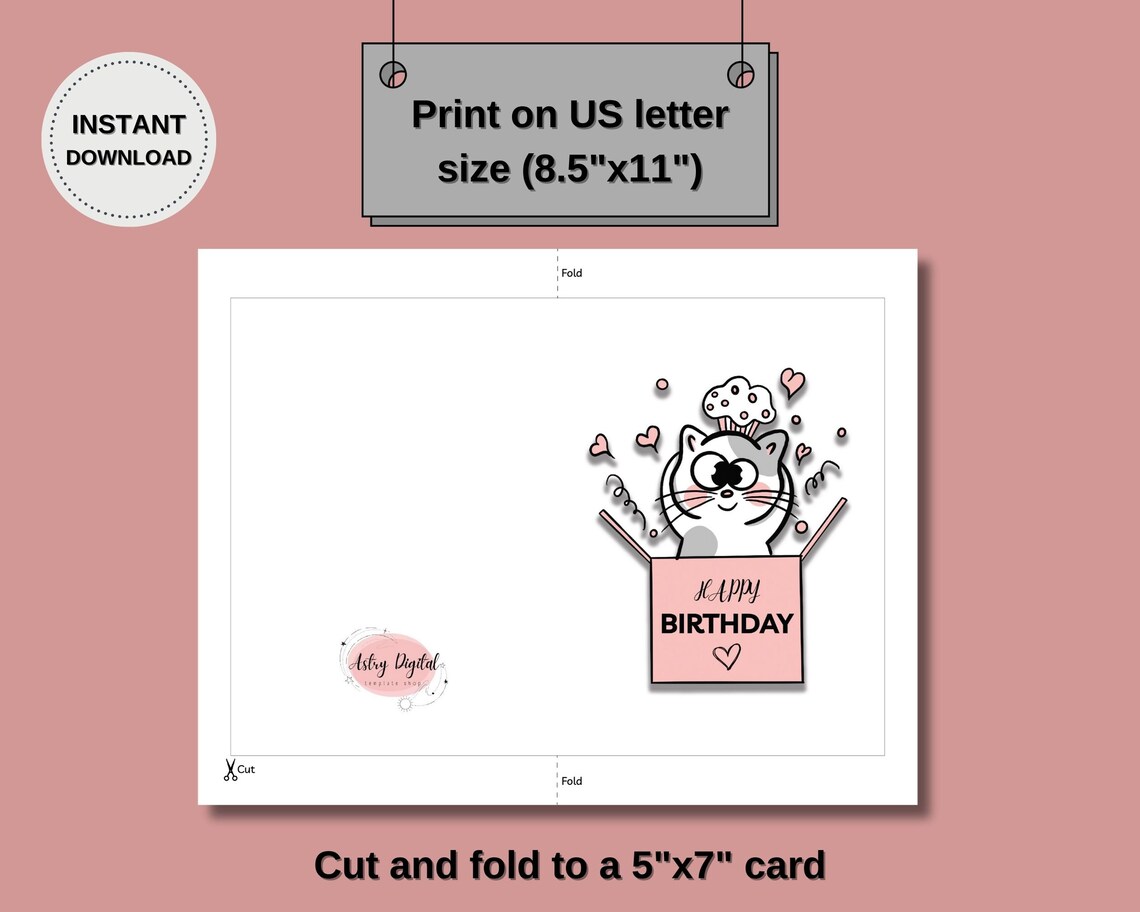 Happy Birthday Cat Printable Card Printable Birthday Card Funny and ...