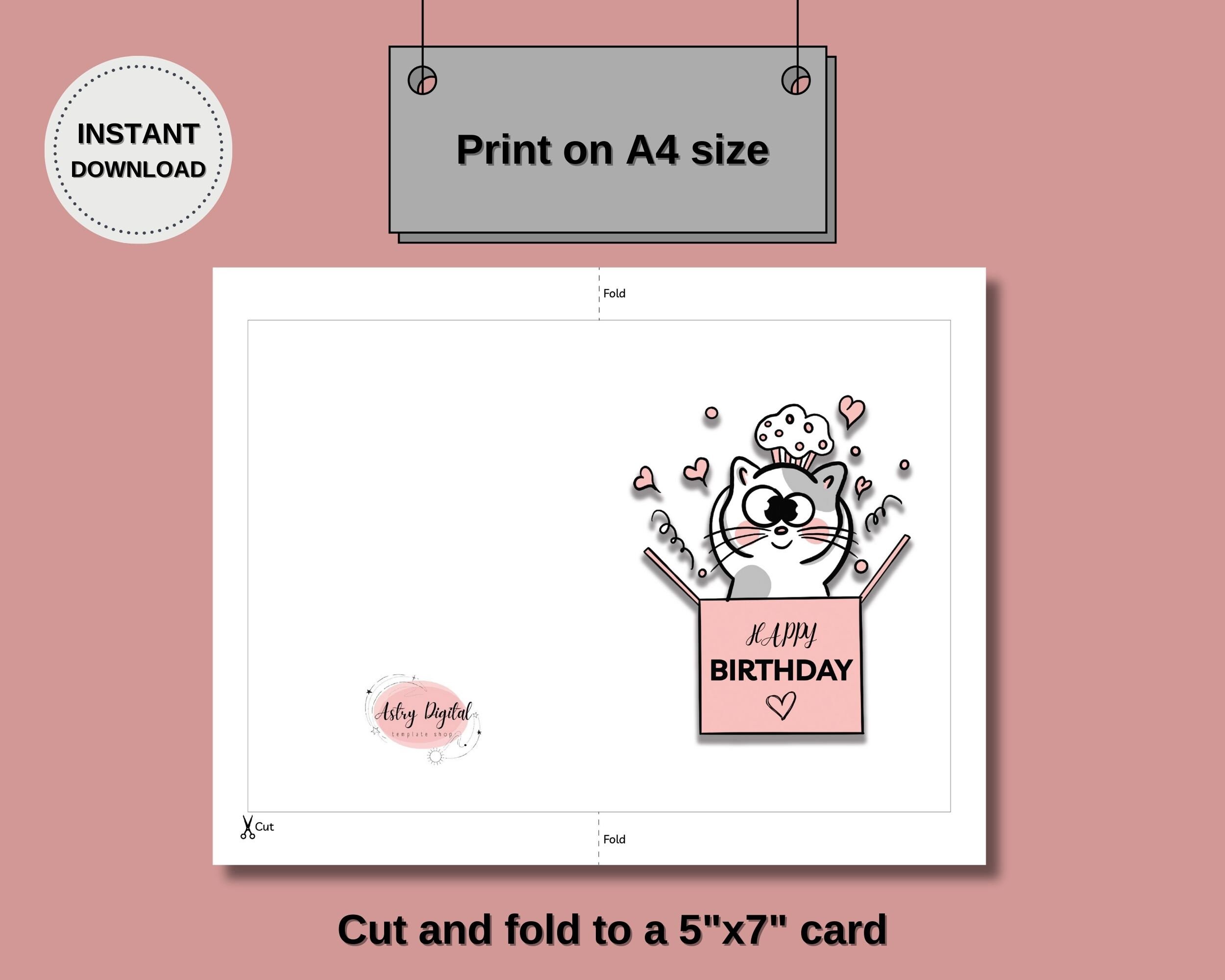 Happy Birthday Cat Printable Card Printable Birthday Card Funny and ...