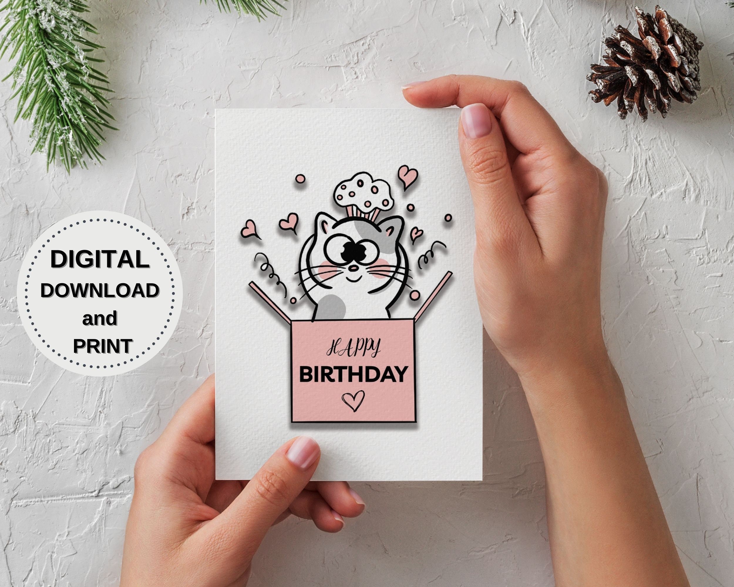 Happy Birthday Cat Printable Card Printable Birthday Card Funny and ...