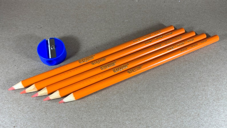 Orange Crayola Colored Pencils - Set of 5 With Sharpener - Etsy