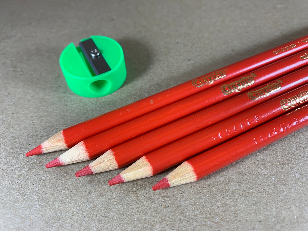 Red-orange Crayola Colored Pencils - Set of 5 With Sharpener - Etsy