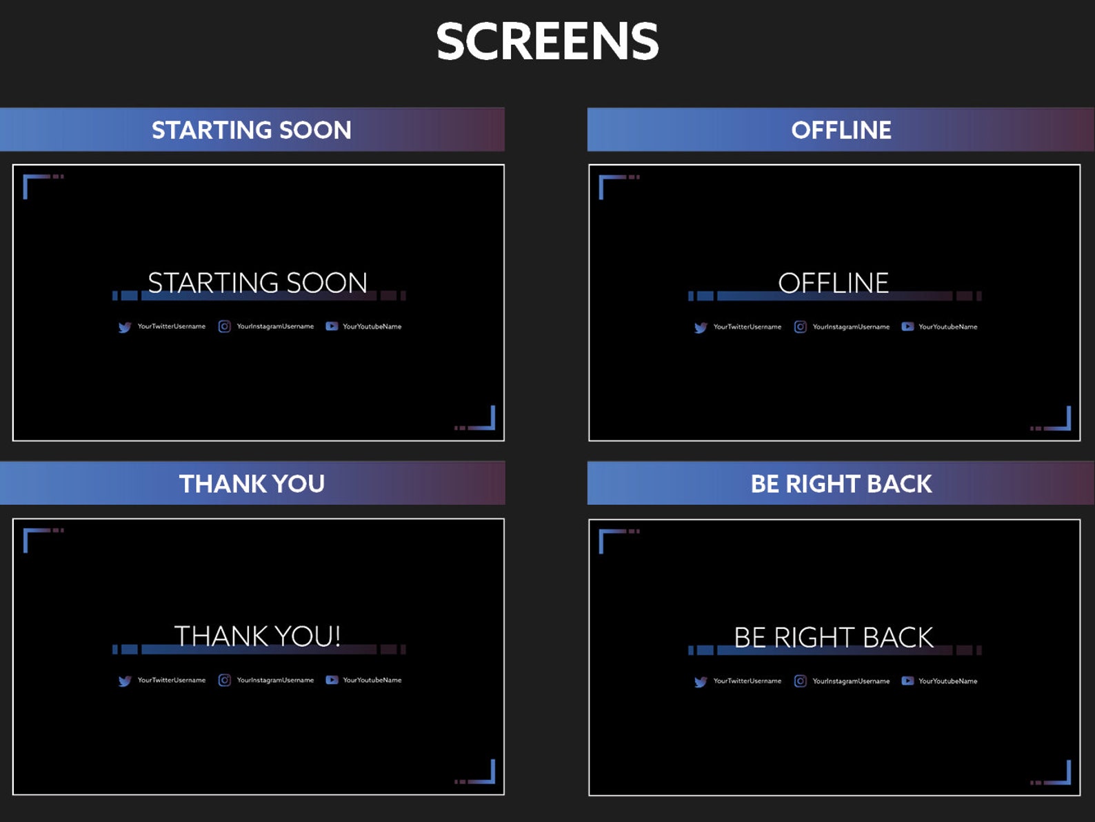 Purple Blue Stream Package Overlays Scenes Panels Alerts - Etsy