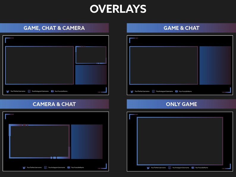 Purple Blue Stream Package Overlays Scenes Panels Alerts - Etsy
