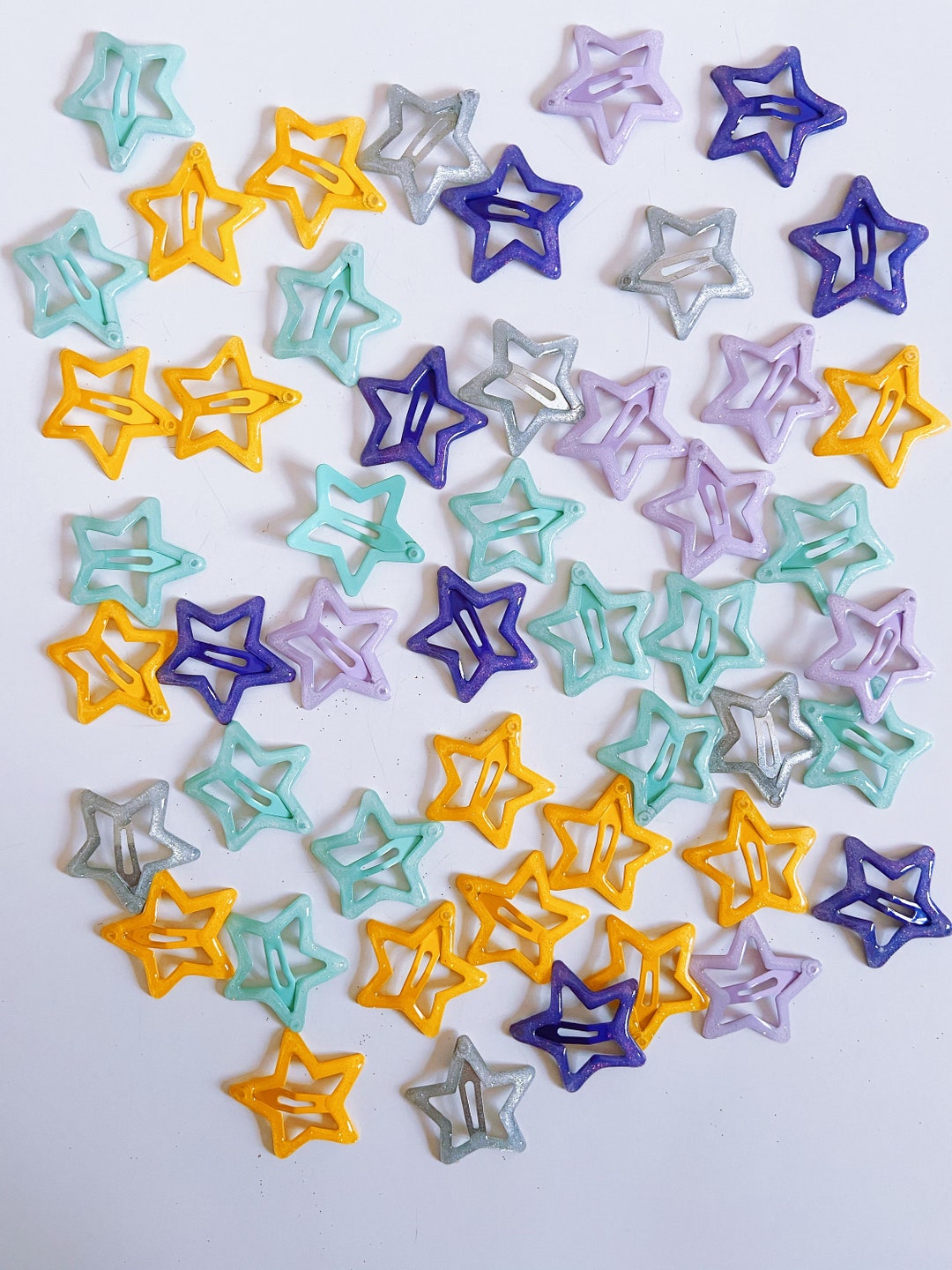 10 Random Pieces Star Shaped Hair Clips/yellow Hair Pins/ Star Hair ...