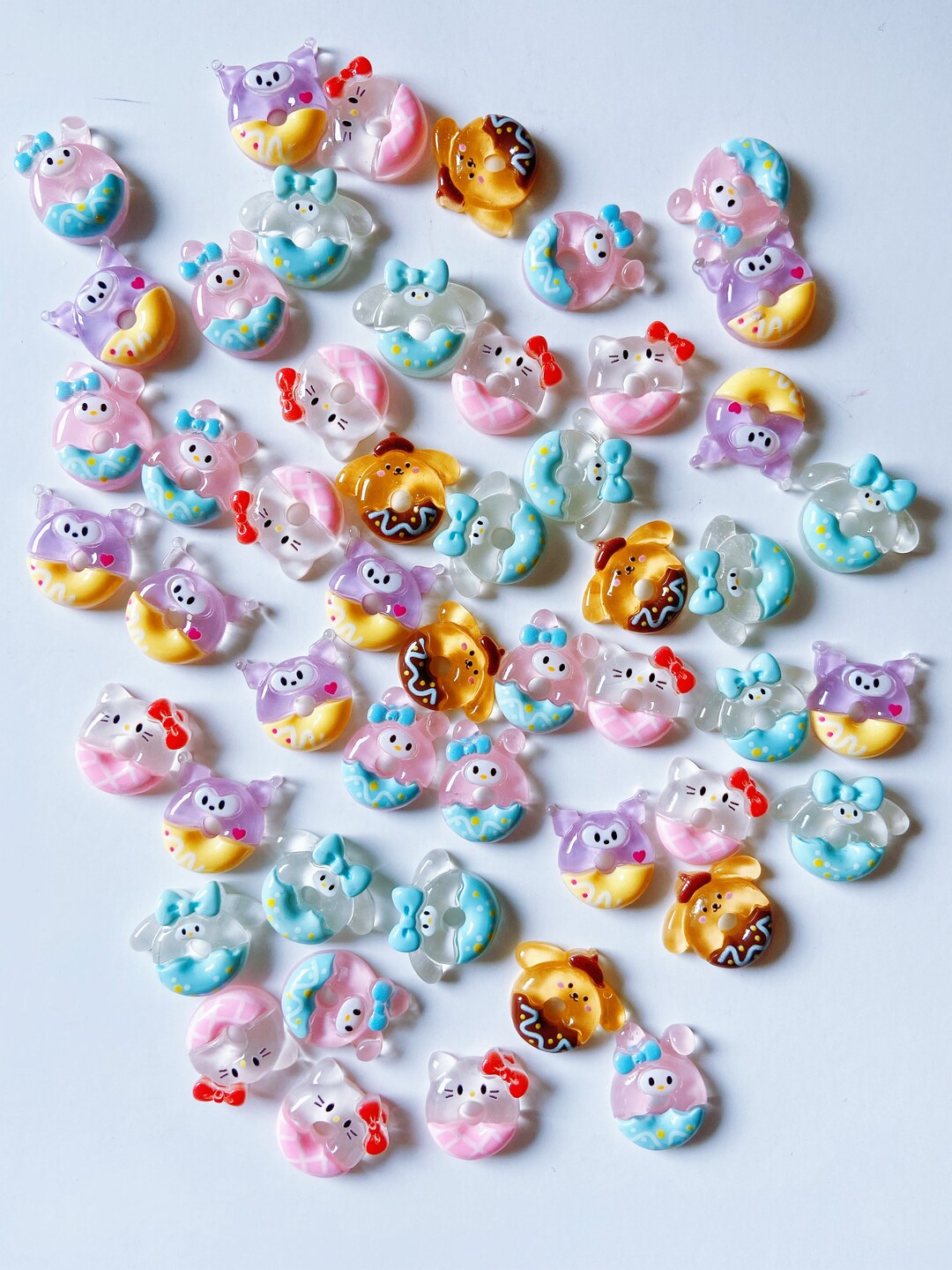 10 Random PCS Assorted Sanrio Resin Charms-hellokitty/kuromi/melody ...
