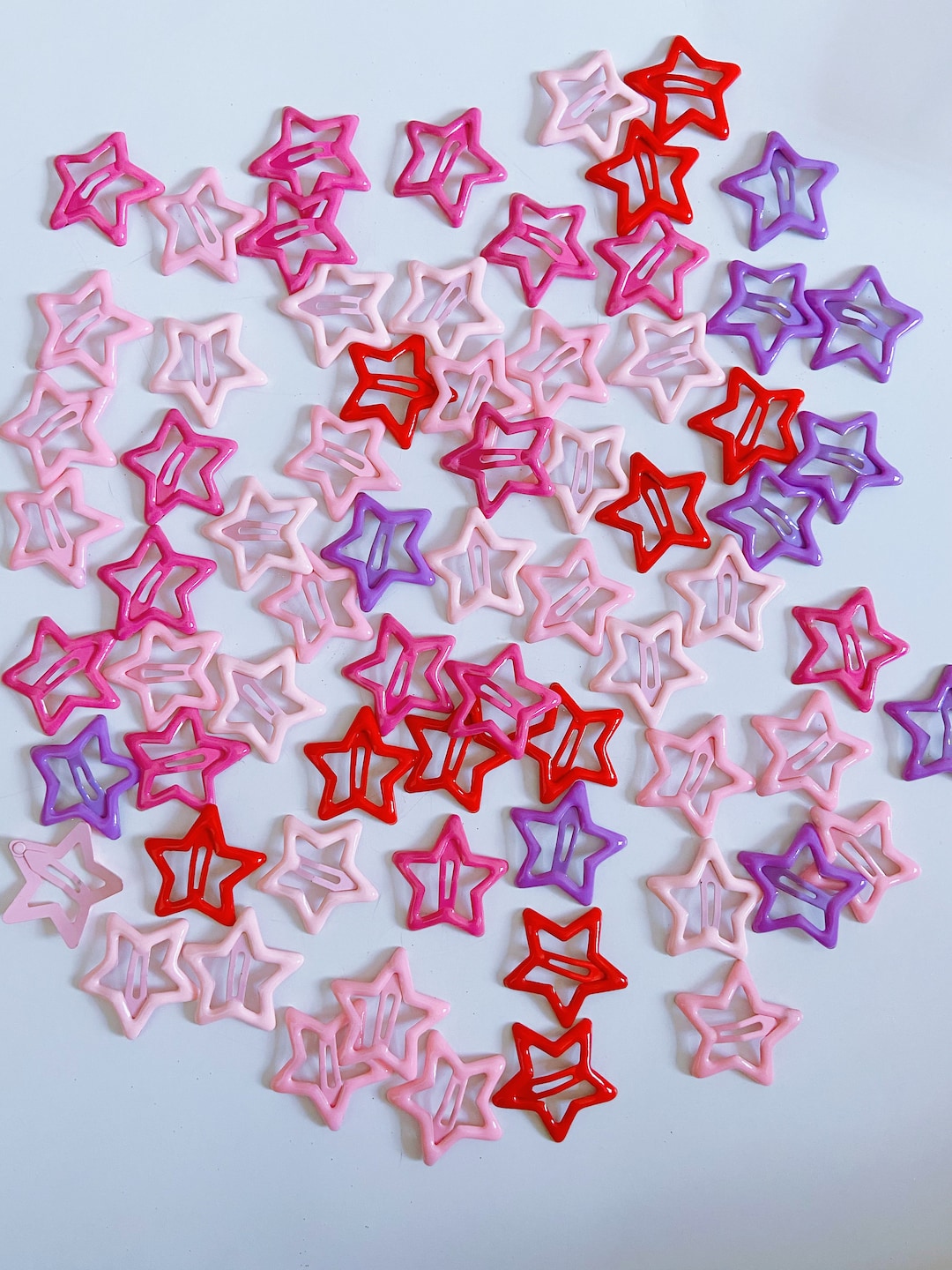 10 Random Pieces Star Shaped Hair Clips/shining Hair Pins/pink Star ...