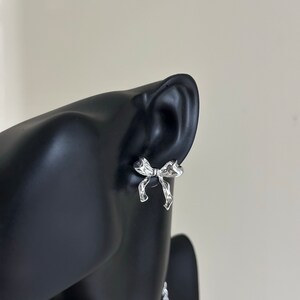 Bow Stud Earrings Stainless Steel Bow Pendant Coquette Vintage Style Earrings Modern Bow Jewelry ...