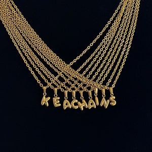 Puffy Initial Mini Bubble Letter Gold Filled Chain Necklace Stainless ...