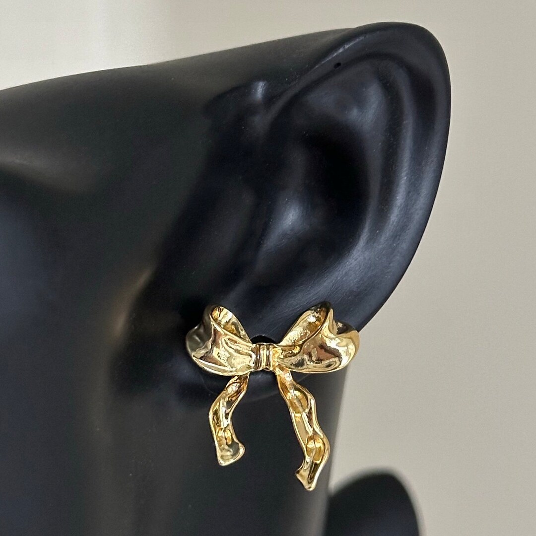 Bow Stud Earrings Stainless Steel Bow Pendant Coquette Vintage Style Earrings Modern Bow Jewelry ...