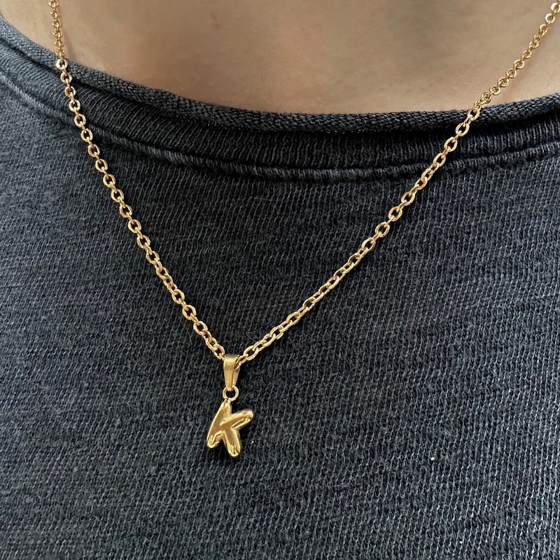 Puffy Initial Necklaces - Etsy