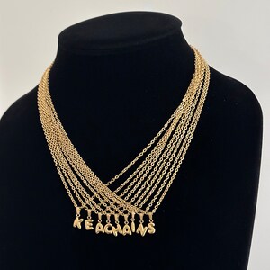 Puffy Initial Mini Bubble Letter Gold Filled Chain Necklace Stainless ...