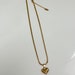 Puffy Heart Herringbone Necklace Puffed Heart Pendant Gold Stainless ...