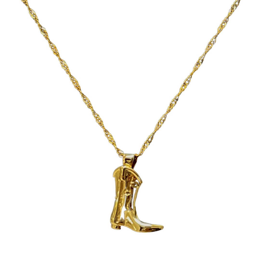 Cowboy Boot Pendant Necklace Country Jewelry Cowgirl 18k Gold - Etsy