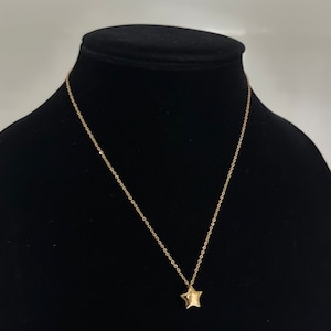 Mini Puffed Star Necklace Puffy Chunky Star Pendant Link Chain 18k Gold ...