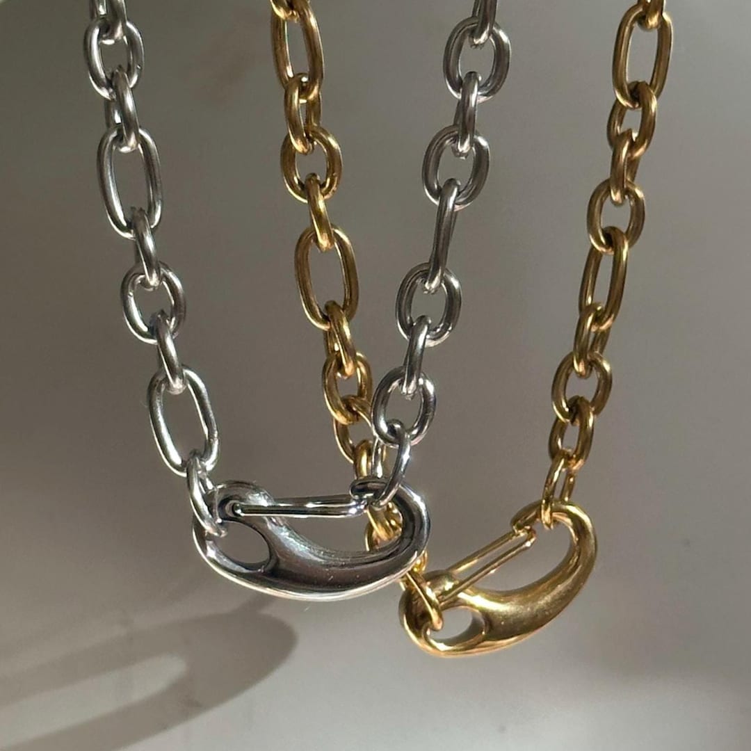 Woven Oval Mix Chain Necklace Stainless Steel Tarnish-proof Gift ...