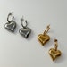 Puffed Heart Hoop Drop Earrings Gold Silver Hoops Heart Earrings ...