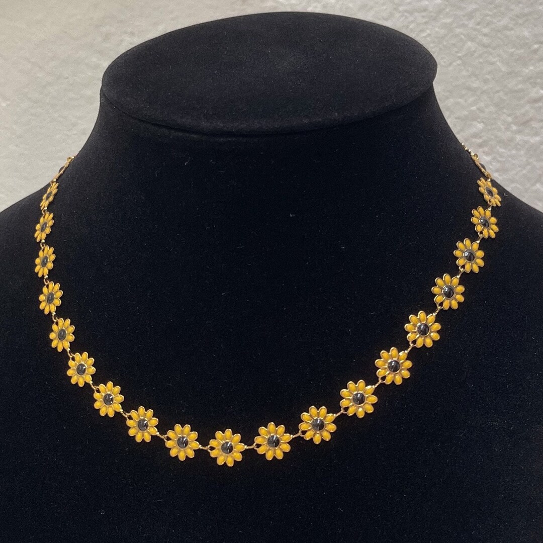 Sunflower 18k Gold Stainless Steel Waterproof Handmade Necklace Flower ...