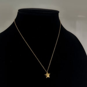 Mini Puffed Star Necklace Puffy Chunky Star Pendant Link Chain 18k Gold ...