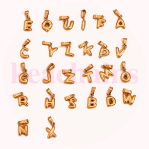 Puffy Initial Mini Bubble Letter Gold Filled Chain Necklace Stainless ...