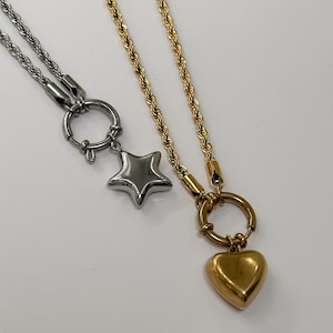 Puffed Star Stainless Steel Silver Toggle Front Closure Puffed Balloon ...