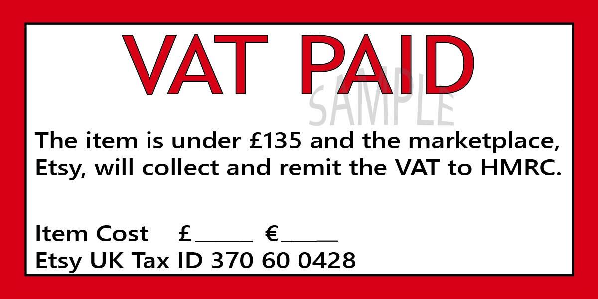 UK VAT PAID Labels Stickers for Shipping Ease Free Shipping - Etsy