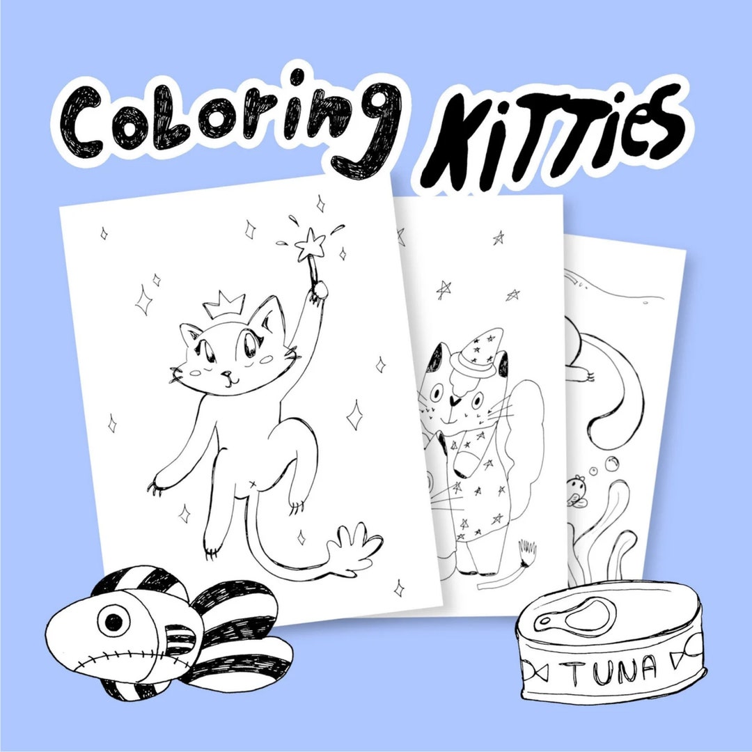 Coloring Kitties | Digital Coloring Zine | Coloring Pages for Kids ...