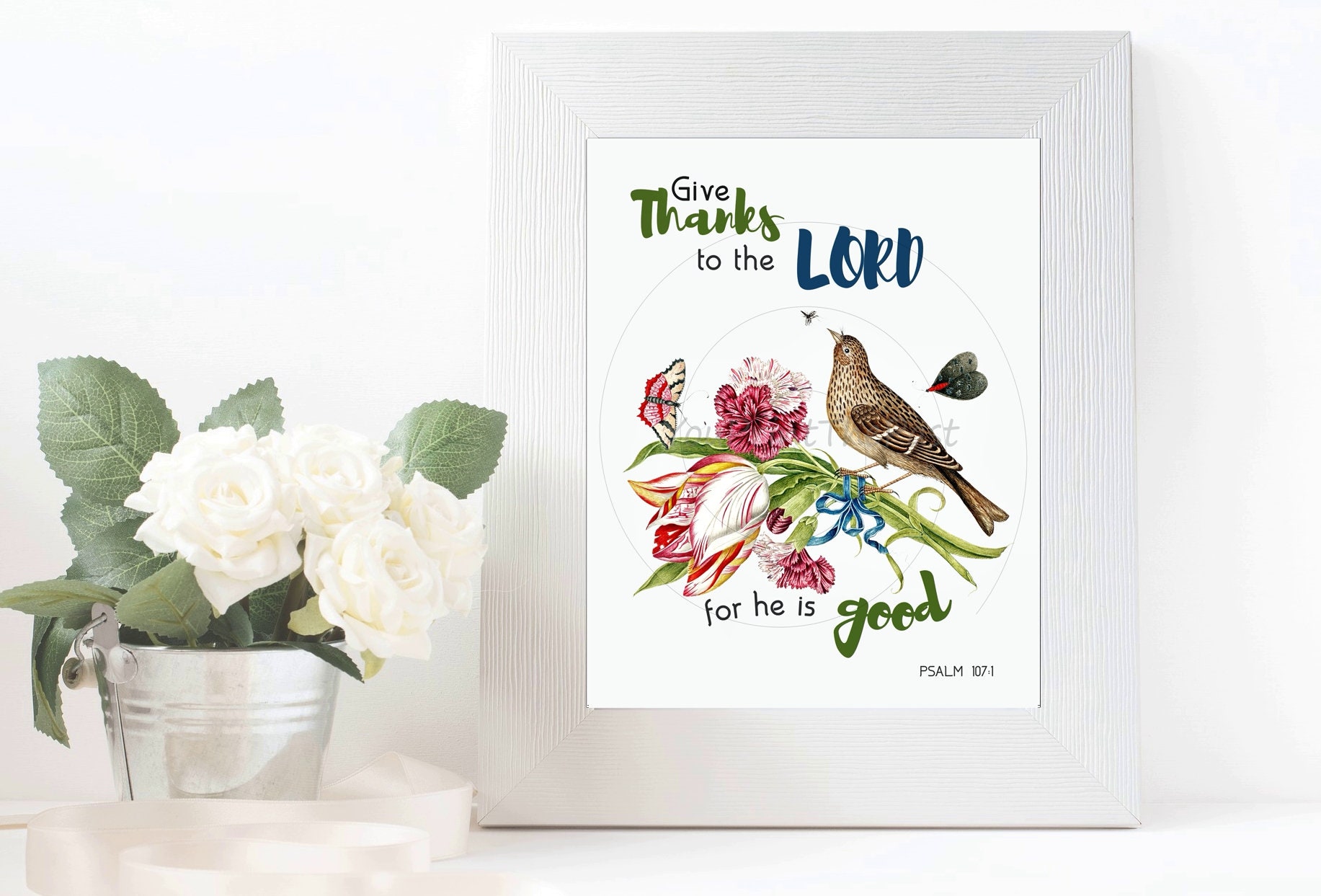 Bible Verse Printable Art Psalm 107:1. Give Thanks. 8.5x11 for Home ...