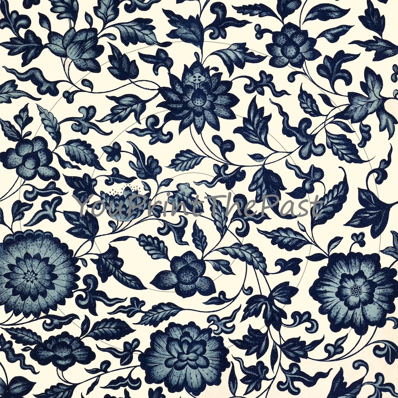 3-size Antique Floral Chinoiserie. Digital Decorative Paper. Vintage ...