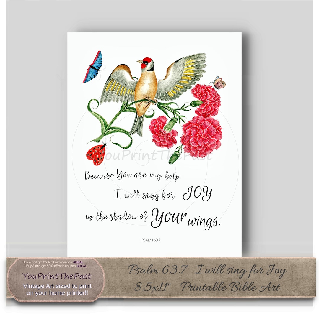 Printable Bible Verse Art. Psalm 63:7 Sing for Joy. 8.5x11" for ...