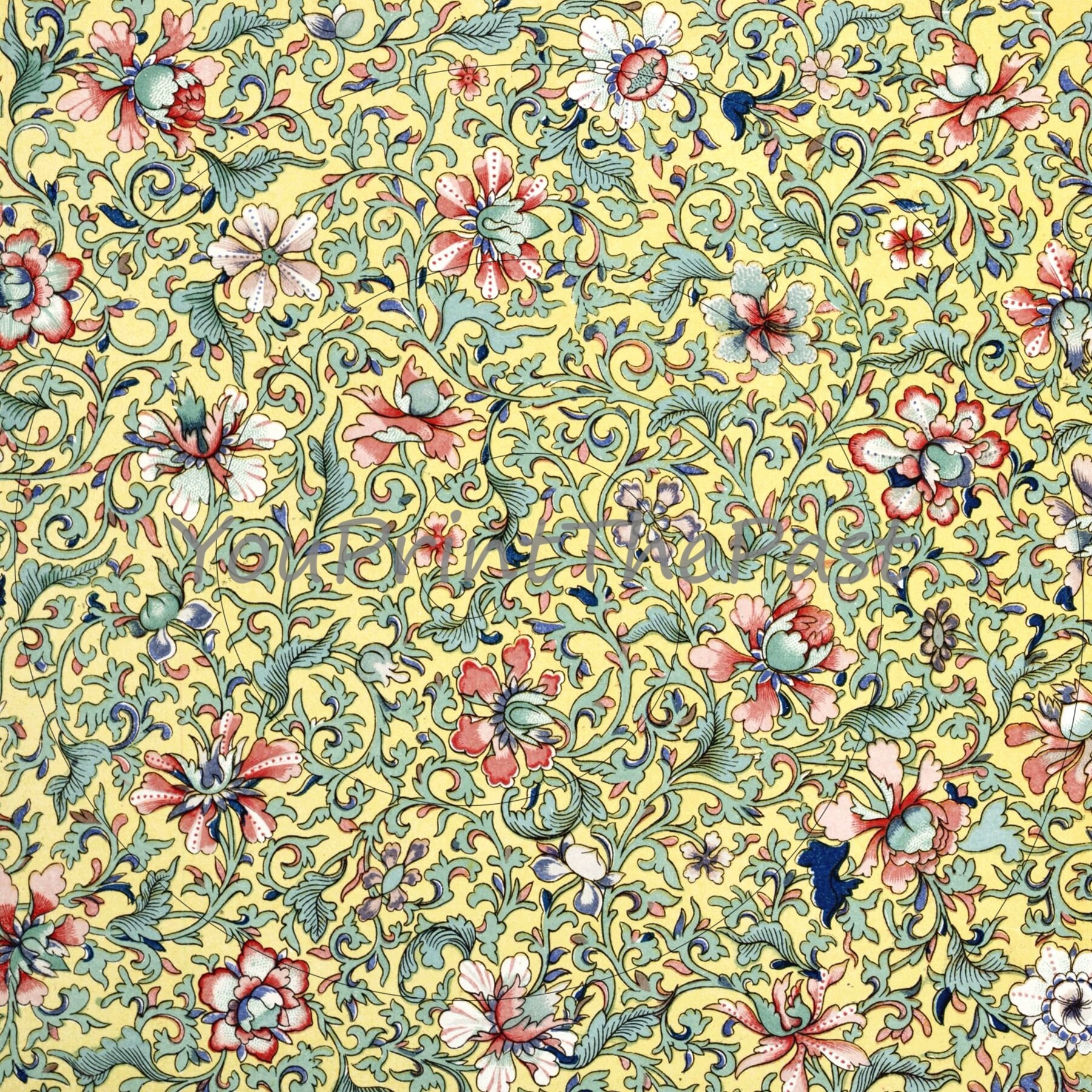 Antique Floral Digital Paper. Printable Vintage Chinoiserie. 4-size ...