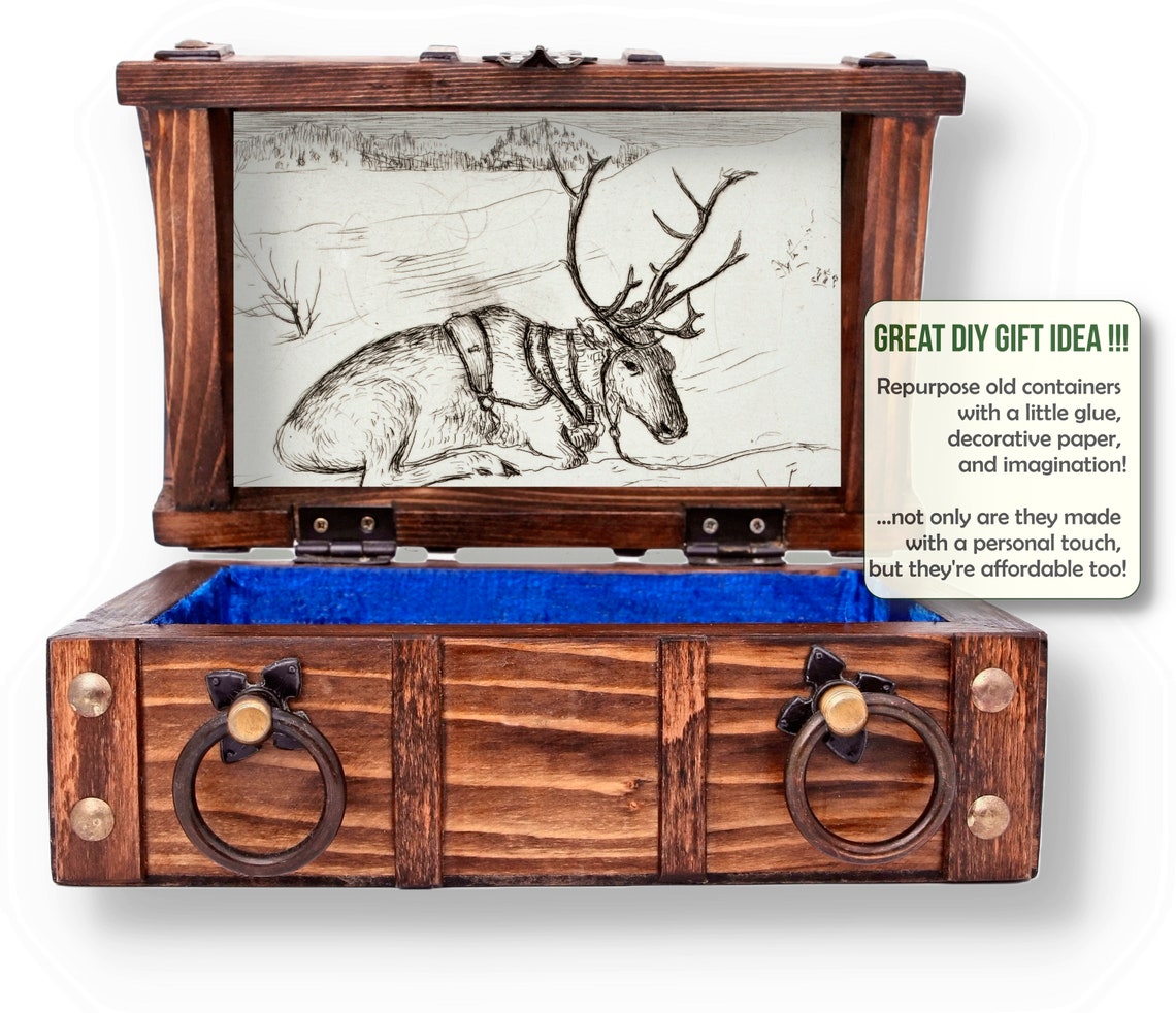 Vintage Victorian Reindeer Printable. GIFT IDEA Christmas Sketch Art ...