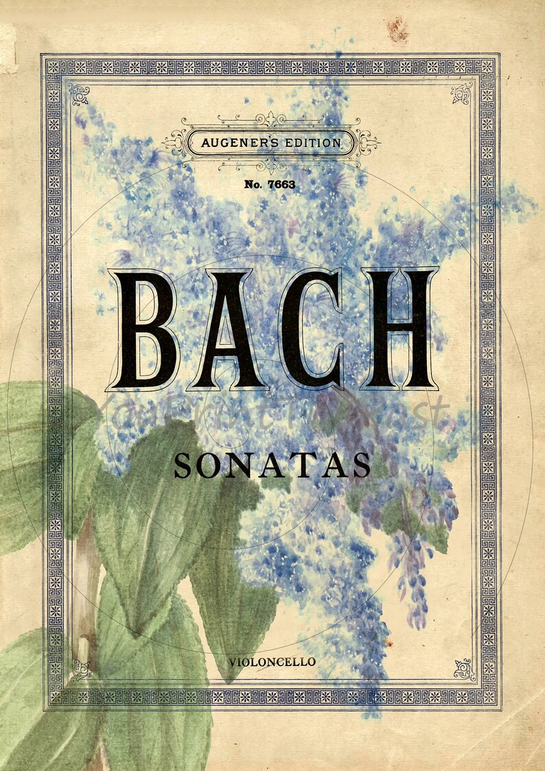 Antique Bach Sheet Music Cover, 8x10" Image. Printable Ephemera for ...