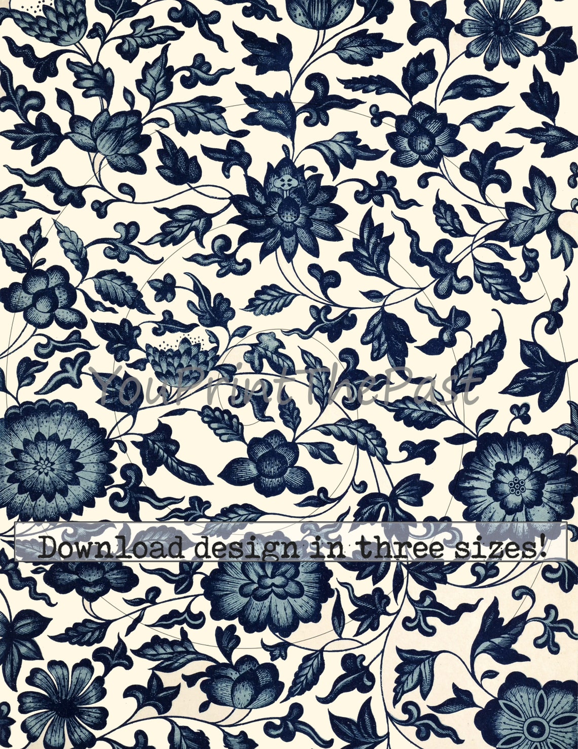 3-size Antique Floral Chinoiserie. Digital Decorative Paper. Vintage ...