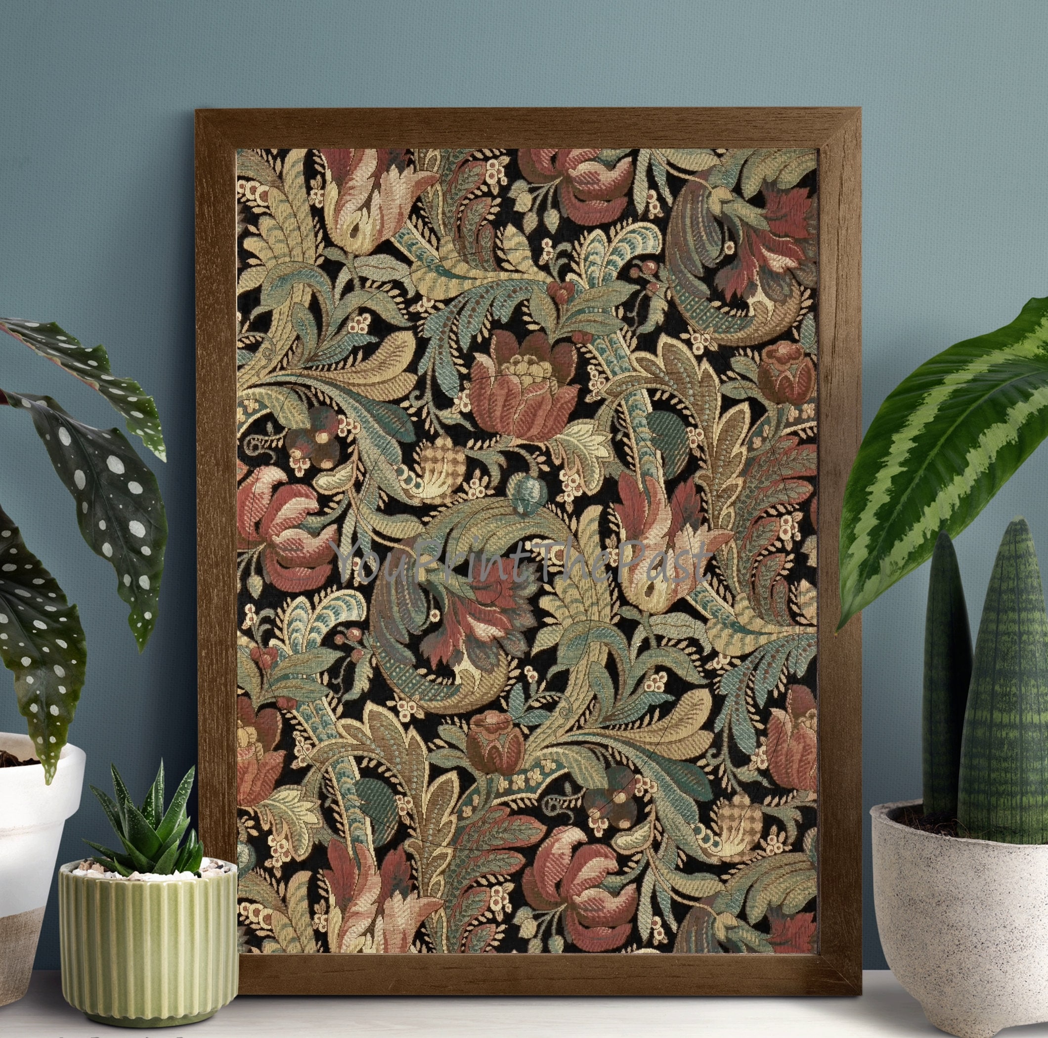 Antique Dark Floral Decorative Paper. Printable Vintage Textile Design ...
