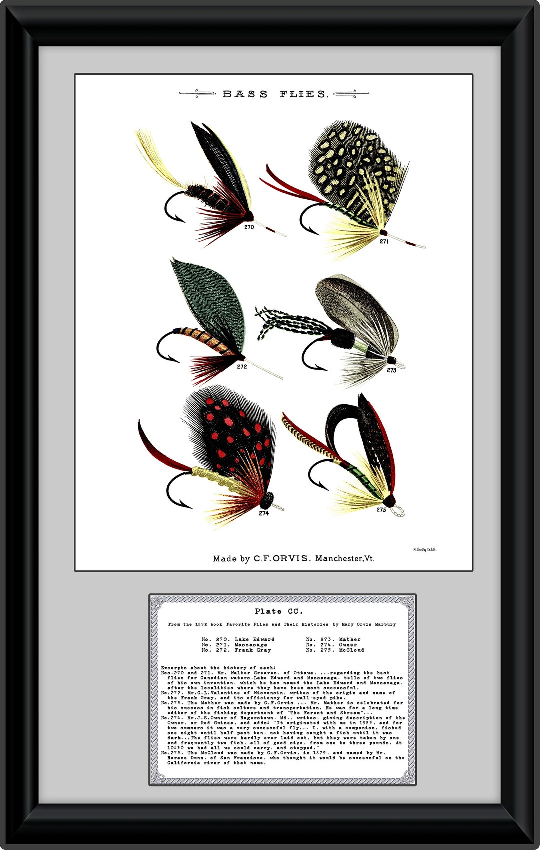 Orvis Bass Flies Printable Wall Art. Father's Day Ephemera. 8x10 for ...