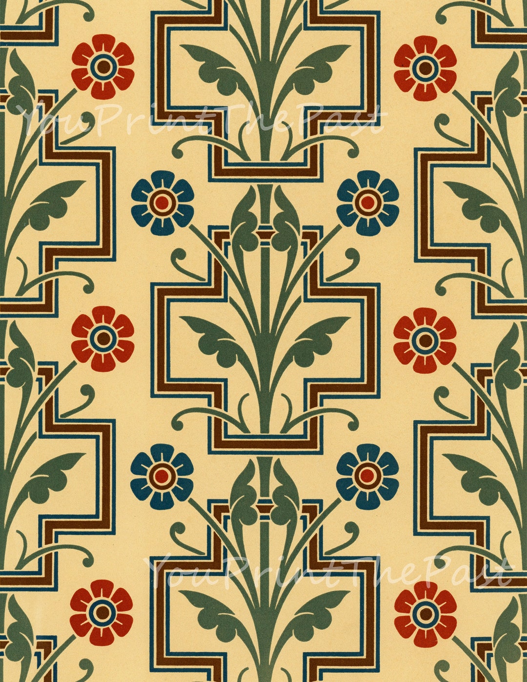 Antique Design Digital Paper. Printable Vintage Audsley Ornamental ...