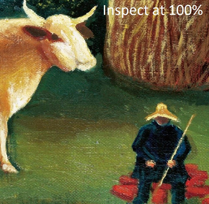 Vintage Rousseau Farm Painting to Print. Classic Painting Bull in ...