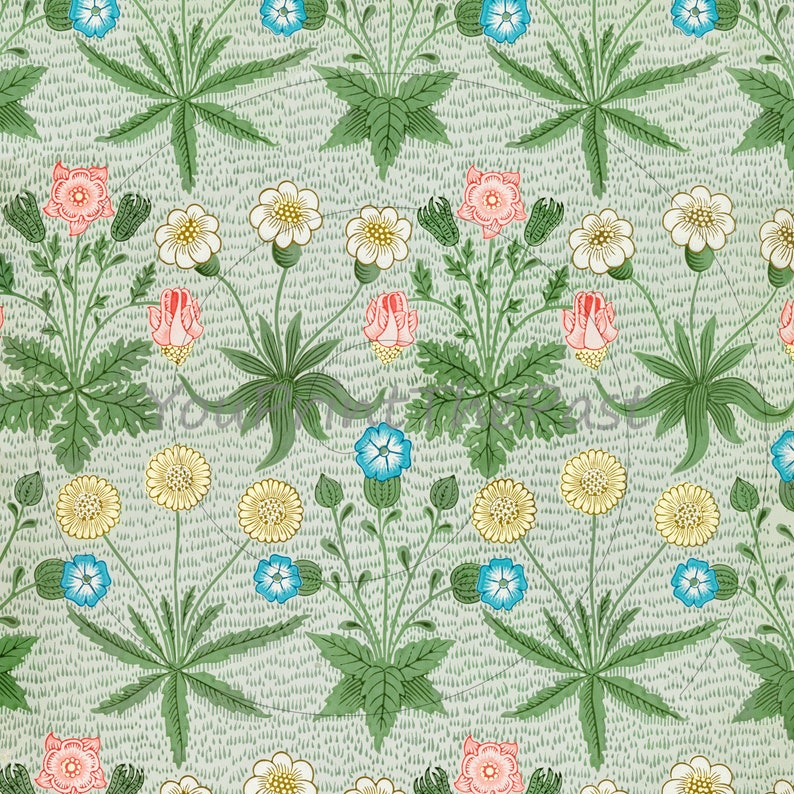 William Morris 3-size Digital Paper. Printable Vintage Daisy Pattern ...