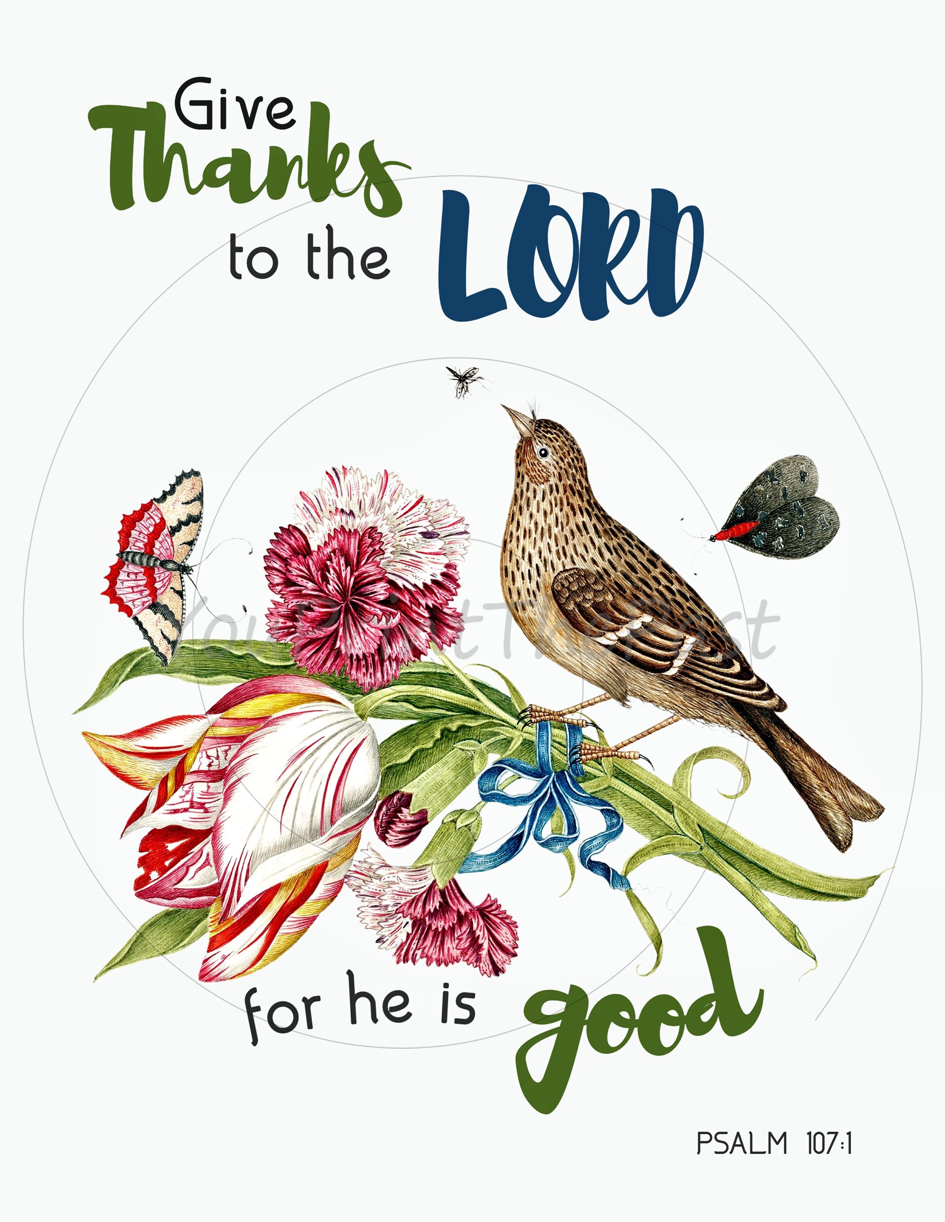 Bible Verse Printable Art Psalm 107:1. Give Thanks. 8.5x11" for Home ...