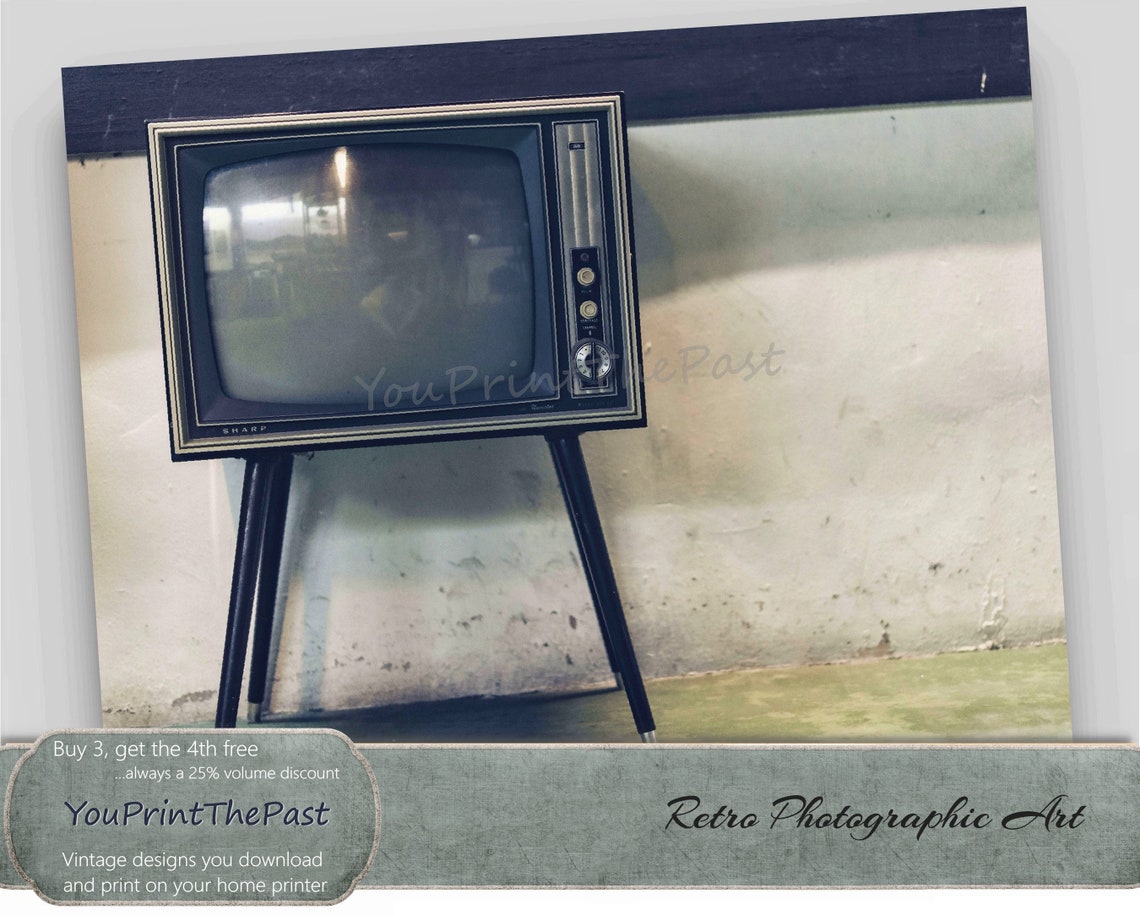 Retro Photography: Retro TV Digital Paper. 8x10 Printable Ephemera ...