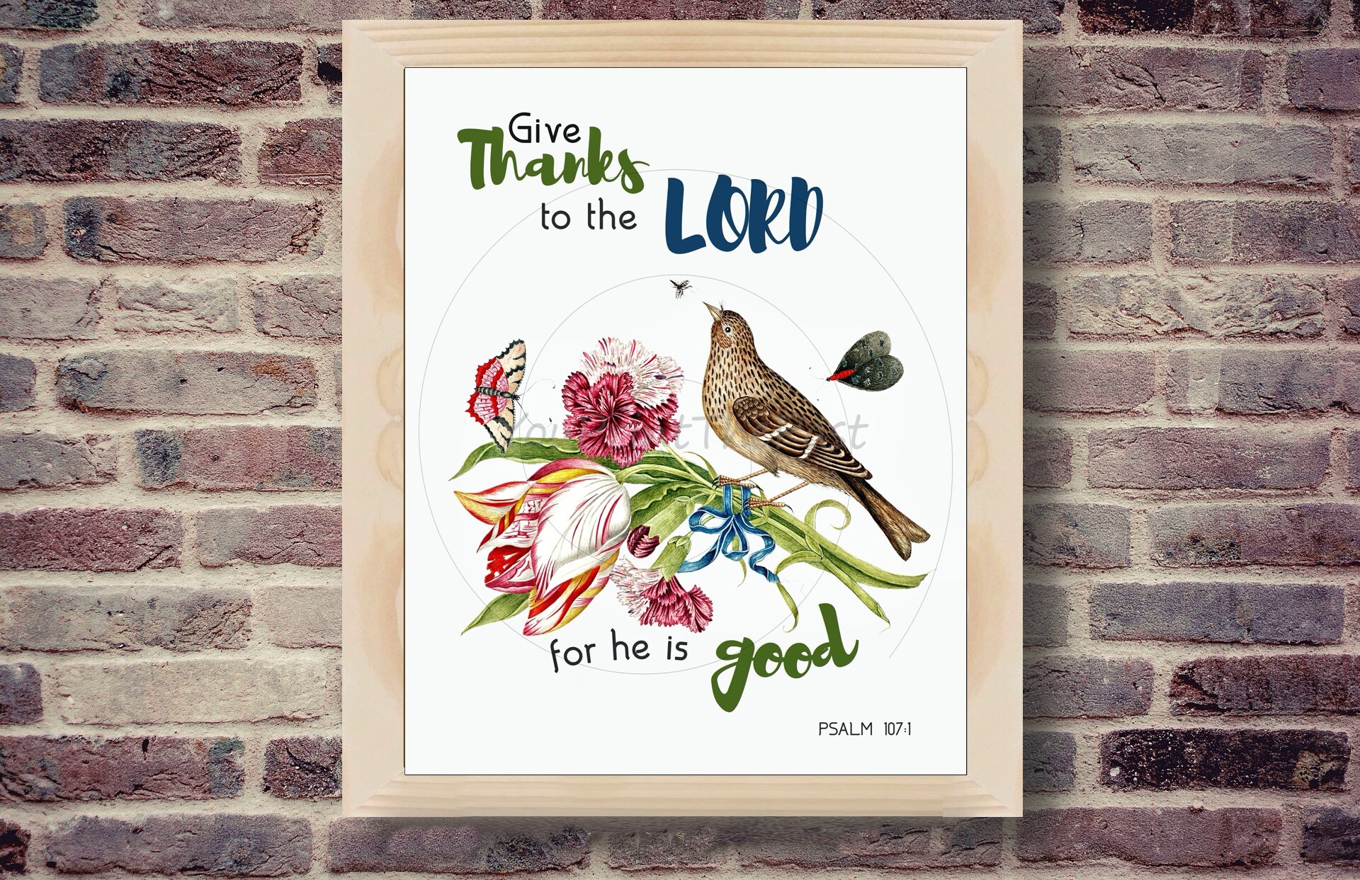 Bible Verse Printable Art Psalm 107:1. Give Thanks. 8.5x11 for Home ...