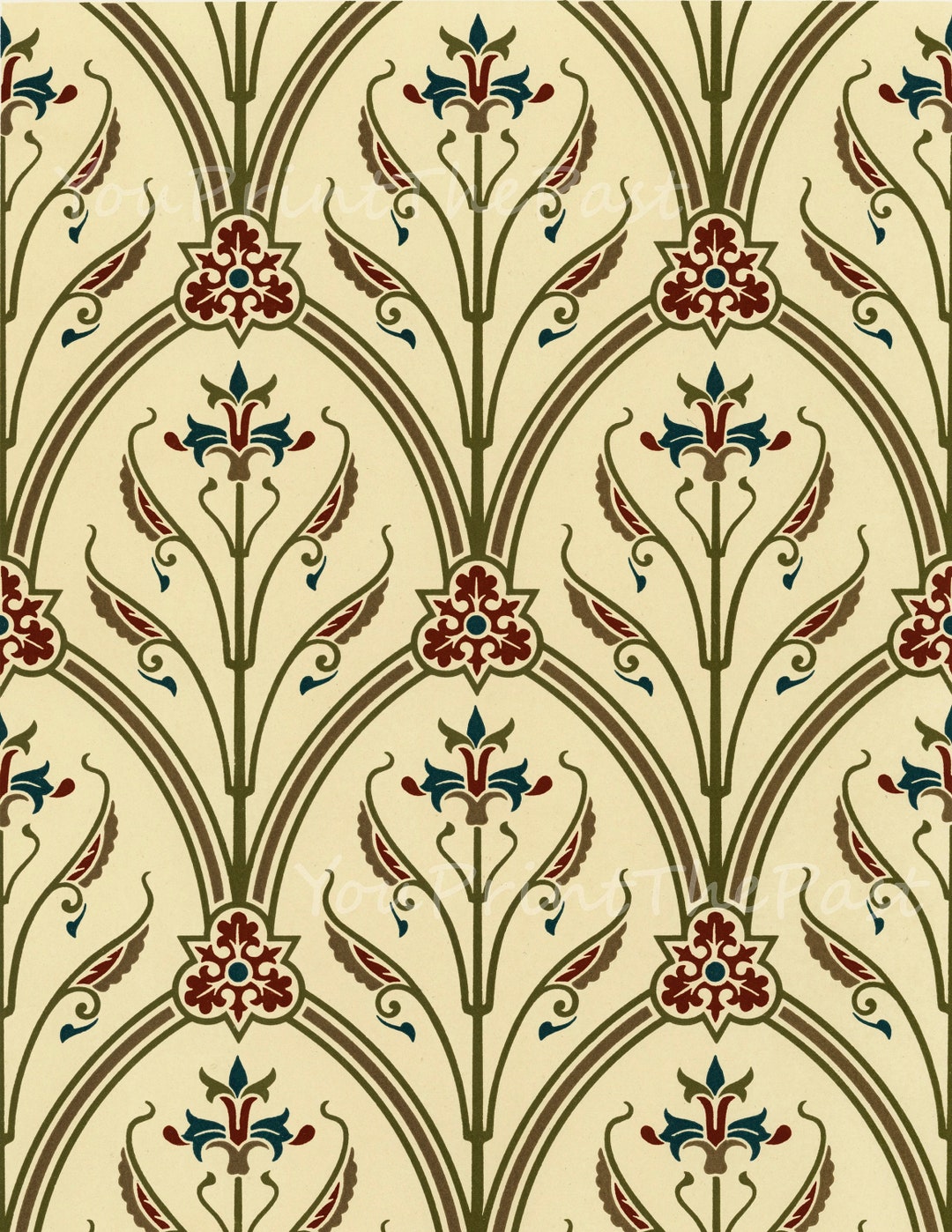 Antique Design Digital Paper. Printable Vintage Audsley Ornamental ...