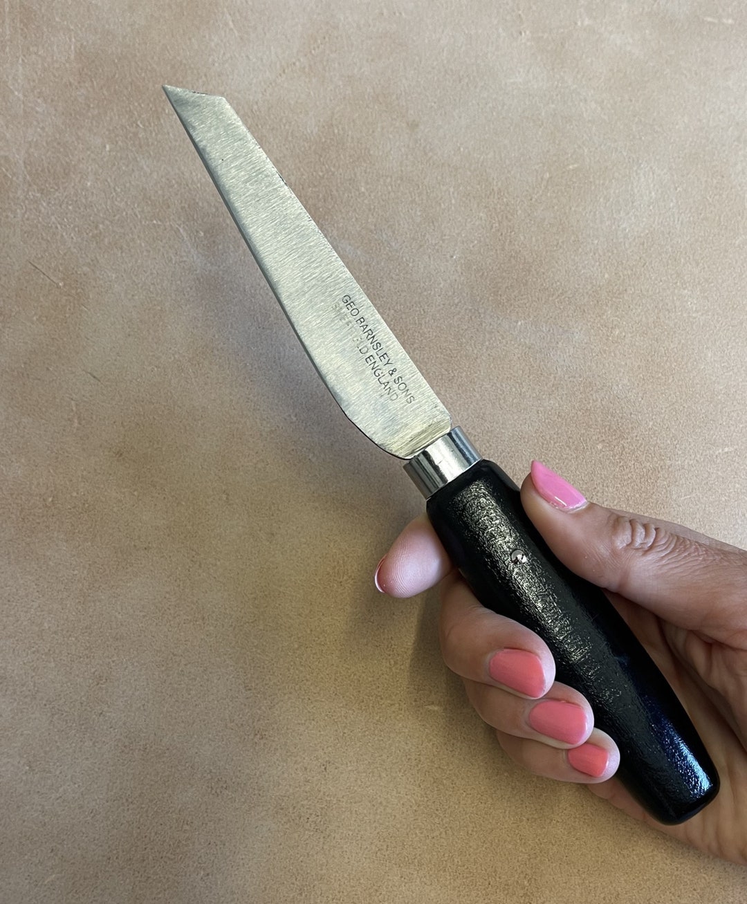 4.5" Clip Point Knife / Black Handle Knife / Oval Handle Knife ...